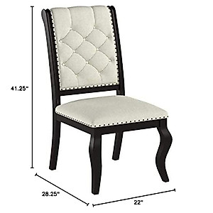 Coaster Furniture Glen Cove Dining Chairs with Button Tufting and Nailhead Trim Antique Java and Cream (Set of 2) 110312