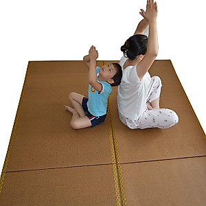 MustMat Japanese Floor Mattress Foldable Tatami Mat Rattan Twin Folding Mattress Firm Tatami Bed Portable 35.4"x78.7"x1.2"