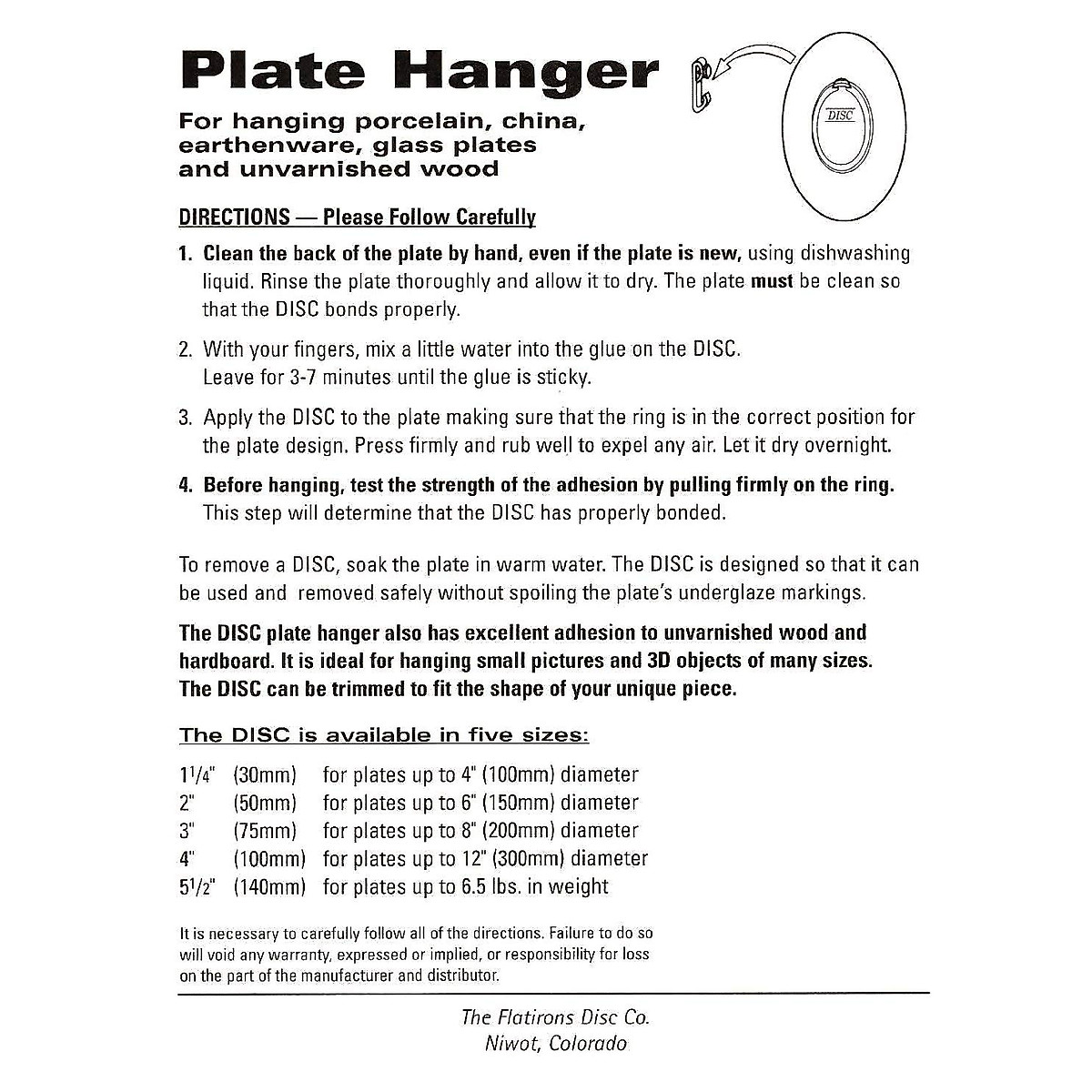 Flatirons Disc Adhesive Medium Plate Hanger Set (4-3 Inch Hangers)