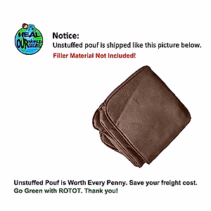 ROTOT Ottoman Pouf Square Shape, Foot Rest Faux PU Leather, Unstuffed Bean Bag Shell for Storage Solution, Hassock Pouffe Decoration for Living Room Balcony Office Outdoor (Chest Nut)