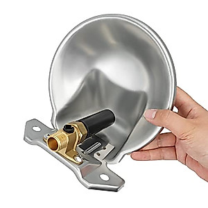 KHEARPSL Automatic Waterer Stainless Steel Sheep Goat Water Bowl with Copper Valve Livestock Waterer for Goat Sheep Calf Pig Dog Cattle