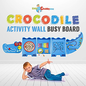LITTLE CHUBBY ONE Crocodile Activity Wall Busy Board Panels - Fun and Educational Toy for Kids - Easy to Install Wall Mounted Interactive Board Games and Mazes for Kids Encourages Development