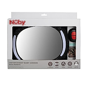 Nuby LED Light Backseat Baby Car Mirror with Remote Controlled Light, Wide View Shatter Resistant Mirror, Adjustable, Night Sky