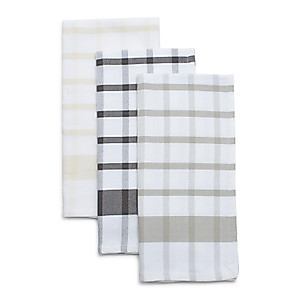 Sur La Table Plaid Twill Kitchen Towels, Set of 3, Gray
