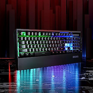 SAMA HJ9525 RGB Gaming Mechanical Keyboard and Mouse Set Wired 108 Keys ...