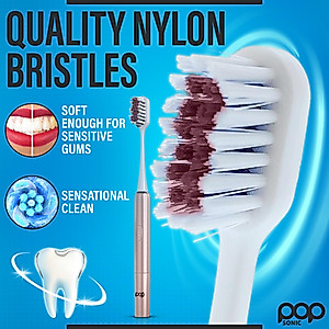 Pop Sonic Go Plus Travel Toothbrush | Travel Electric Toothbrush (Rose Gold) Toothbrush w/ 2 Speeds -18000-24000 Vibrations Per Minute - The Ultimate Traveltoobrush Set | 8+ Colors to Choose from