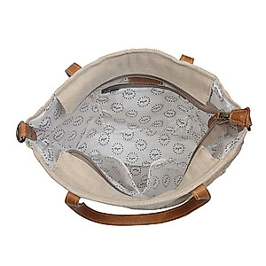 Myra Bag Sustainable Organic Fabric Market Bag Upcycled Cotton & Leather S-2887