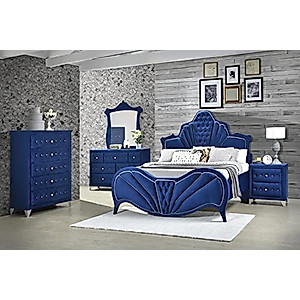 Acme Furniture Dante Nightstand, 30 x 19 x 28, Blue Velvet