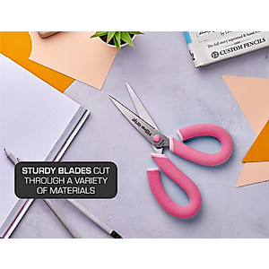 It's Academic Pillow Grip Scissors with Comfortable Handles, Blunt Tip, 8-inch Length, Perfect For Classroom Use, Pink