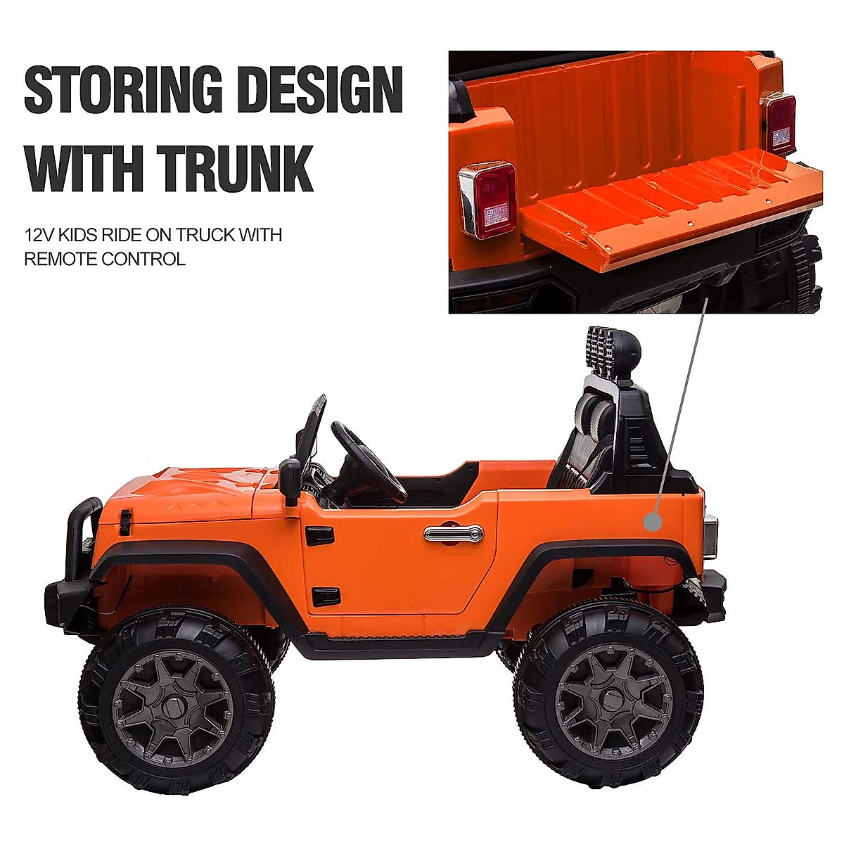 TOBBI 12V Kids Ride On Cars Truck with Remote Control 3 Speeds Toddler Motorized Vehicles Toys for Girls Boys (Orange)