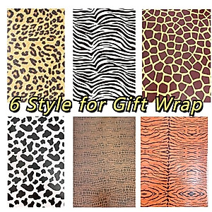 hriaitui 6 Pack Birthday Gift Wrapping Paper Sheet Folded Flat Leopard Animal Prints Pattern Traditional Gift Box Wrap for Graduation Birthday 70 X 50cm