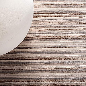 SAFAVIEH Lagoon Collection 8' x 10' Ivory / Brown LGN148B Distressed Non-Shedding Living Room Bedroom Dining Home Office Area Rug