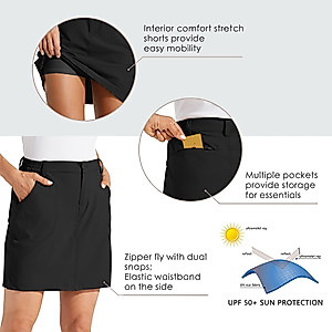Willit Women's Skorts Golf Casual Skort Skirts UPF 50+ Quick Dry Zip Pockets Outdoor Hiking Black S