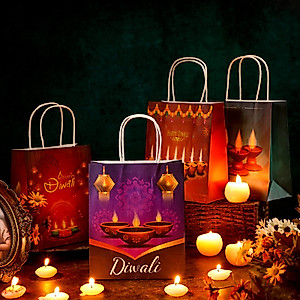 Set of 16 Happy Diwali Gift Bags Diwali Theme Party Gift Bag Festival of Lights Birthday Gift Packs Treat Snacks Candy Bags Diwali Party Favors Decorations