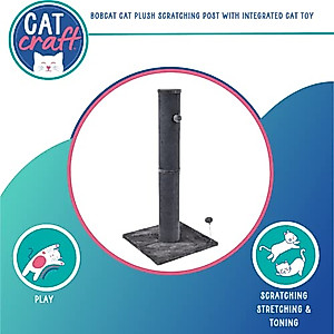 Cat Craft Bobcat Cat Plush Scratching Post with Integrated Cat Toy, Gray, Large (42")