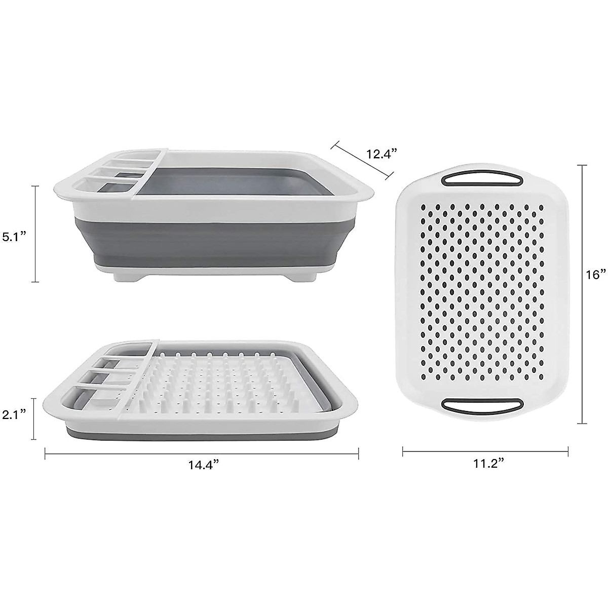 Collapsible Dish Rack and Drainboard Set Storage Dish Drying Rack Basket Folding Storage Container for Kitchen Motorhome Camper