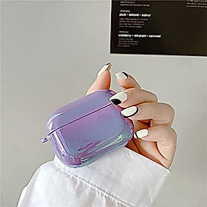 Airpods Pro Case, Iridescent Cute Upgraded Airpods pro Cover for Women with Keychain Compatible with Airpods pro (Purple)