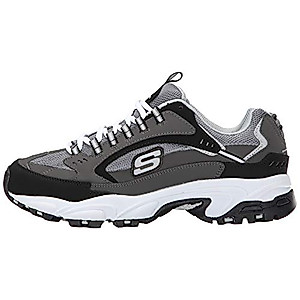 Skechers Sport Men's Stamina Nuovo Cutback Lace-Up Sneaker,Charcoal/Black,11 M US