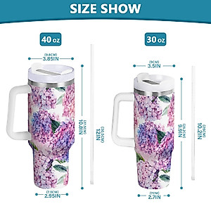 Emelivor Summer Hydrangea 30 oz Tumbler with Lid and Straw Insulated Tumblers with Handle Leak Proof Travel Coffee Mug Water Cup Bottles for Women Men Sports Gym