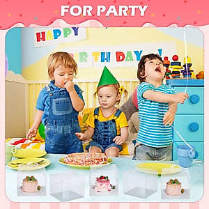 50 Pcs Clear Cake Boxes and 50 Pcs 6 Inch Round White Cake Boards 6x6x5inch Transparent Bakery Boxes with Boards Plastic Cake Carrier with Lid and Handle for Wedding Birthday Baby Shower Party Favor