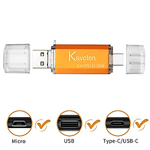 Kavolen 3 in1 128GB High Speed Photo Backup Stick for Android Phones&PC&Laptop. Photo-Memory-Stick-for All Samsung Galaxy Phones.LG,Google Pixel, Huawei, Moto etc.
