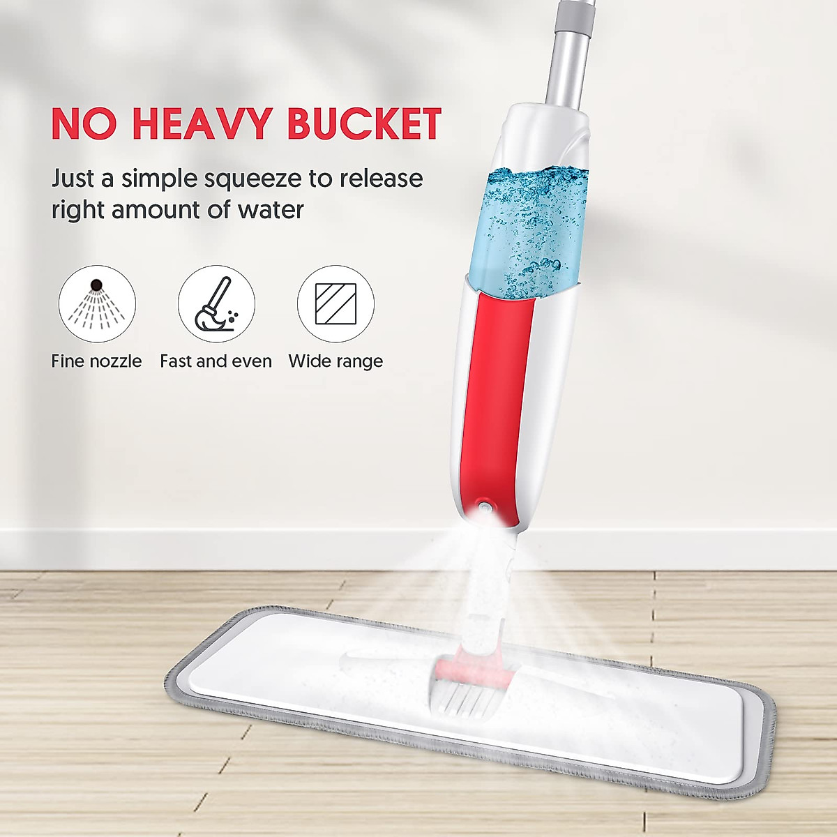 MANGOTIME Microfiber Spray Mop for Hardwood Floor Cleaning - Wet Dry Dust Mop with 2 Refillable Bottles & 4 Washable Reusable Pads, Flat Kitchen Mop for Wood, Tile, Laminate, Vinyl