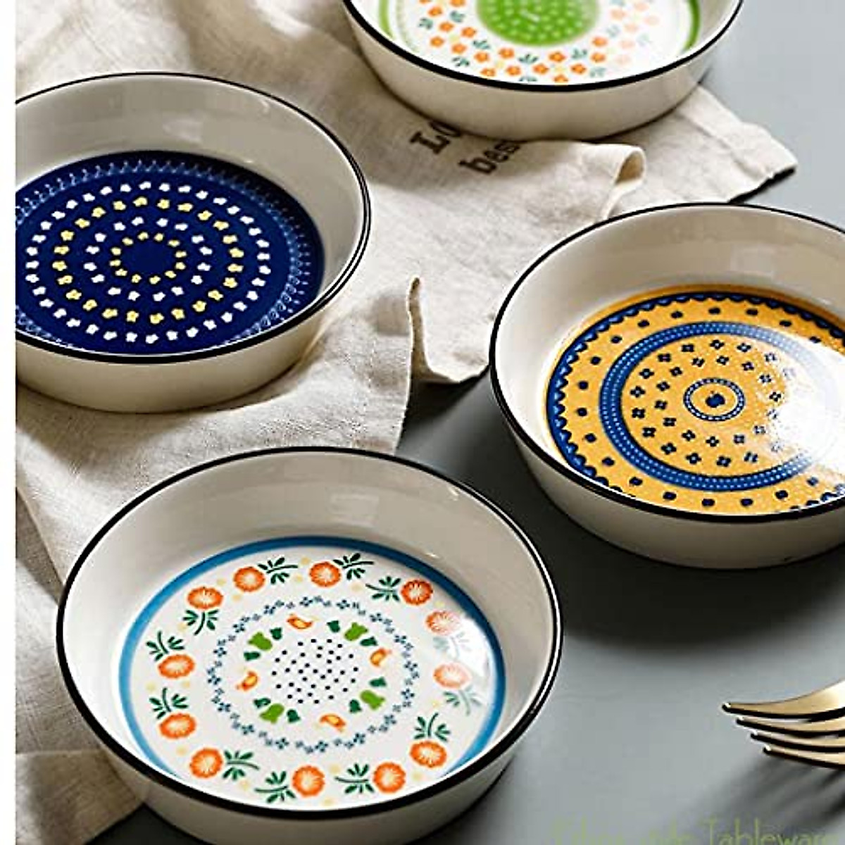 WAOCEO Appetizer Bowls Set of 4 Ceramic Sauce Dish Soy Sauce Dipping Plates Snack Sushi Fruit Appetizer Plates Side Dishes 4.33inches Salad Bowls (Color : Blue3)