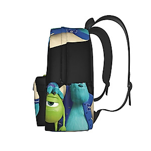 MAIMATIEKE Anime Monsters, Inc Backpack Colorful Travel Laptop Backpack Business Daypack Adjustable Shoulder Strap Bookbag For Teen Boys And Girls, Black, One Size