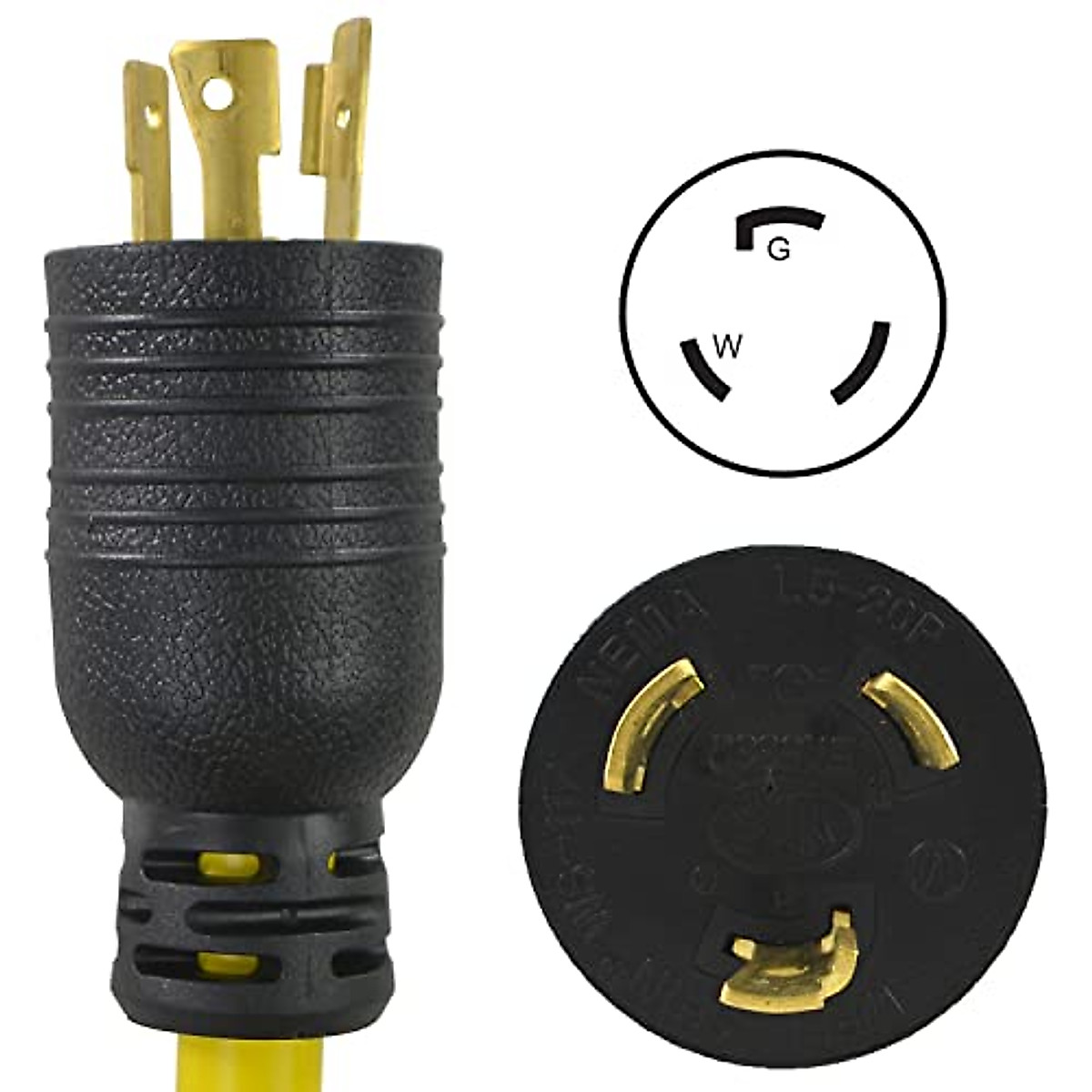 Conntek PL520520 NEMA L5-20P to NEMA 5-15/20R Pigtail Adapter, UL Listed