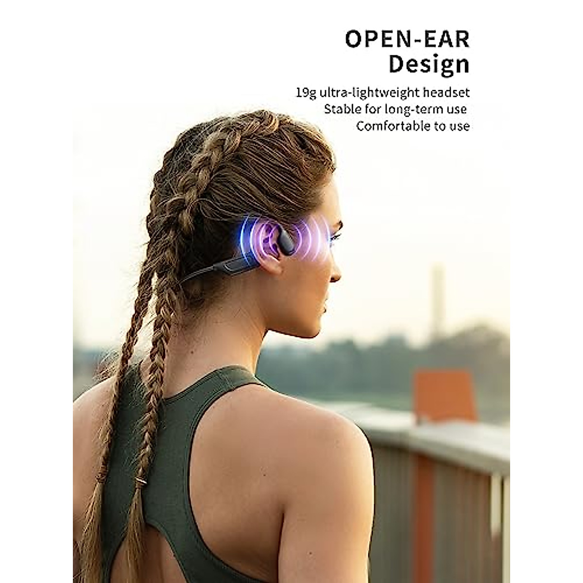 WETCEAOM Bone Conduction Headphones Bluetooth 5.3, Open-Ear Headphones Wireless IPX6 Waterproof Headphones with Microphones,Type-C Charging,Sport Headphones for Running,Cycling,Driving