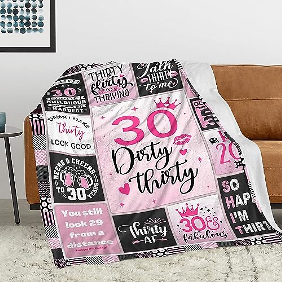 30th Birthday Gifts for Her, 30 Year Old Birthday Gifts for Women, Birthday Gifts for Woman Turning 30, Dirty 30 Birthday Decorations for Her, Funny 1993 Birthday Gift Throw Blanket 60X50 Inch