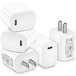 USB C Wall Charger, 20W PD Power Adapter Charging Block, iSeekerKit 5 Pack Fast C Charger Compatible with iPhone14 13 12 11 Pro/Pro Max SE/X/XS, Pad Pro, Galaxy S20 S10 S9 A01 A11,Pixel 5 4a 3a Black