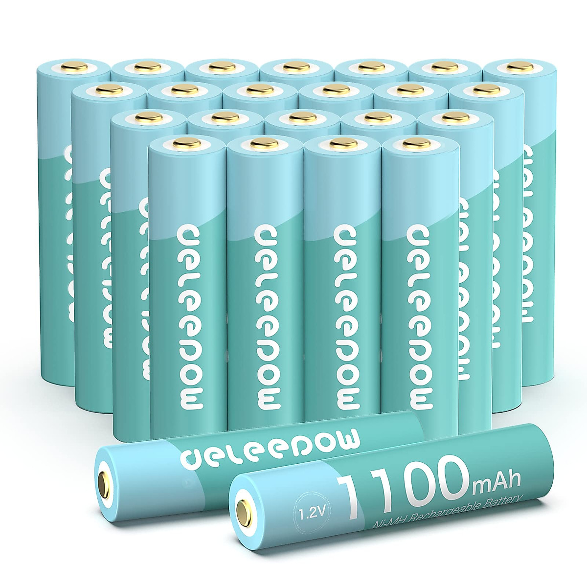 Deleepow AAA Rechargeable Battery 24 Pack 1100mAh NiMH AAA Batteries 1200 Cycles 1.2V Triple A Batteries with Gold Plated Anode, Low Self Discharge