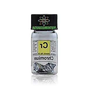 Chromium Metal Element 24 Cr Sample 5 Grams 99.8% Pure Shiny Pieces in Labeled Glass Vial