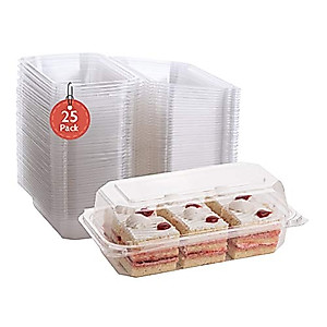 Smygoods Plastic loaf Container, Disposable Plastic Sturdy Hinged Loaf Containers, [25 Pack] Dimensions: 9 3/10''x5 1/2''x 3 1/3''