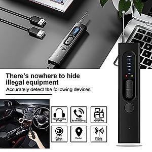 Hidden Camera Detector, Anti-Spy Detector, Hidden Device GPS Detector, Camera Detector, Bug Detector, Privacy Protector, RF Wireless Signal Scanner for Hotels Office Home Travel, 5 Levels Sensitivity