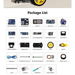 LAFVIN Smart Robot Car 2WD Chassis Kit V2 Ultrasonic Module,Line Tracking Module,IR Remote Control Compatible with Arduino IDE