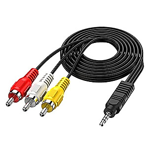 BERLAT 3.5 mm to RCA AV Camcorder Video Cable,3.5mm 18 TRRS Male to 3 RCA Male Plug Adapter Cord for TV,Smartphones,MP3, Tablets,Speakers,Home Theater - 5ft1.5M