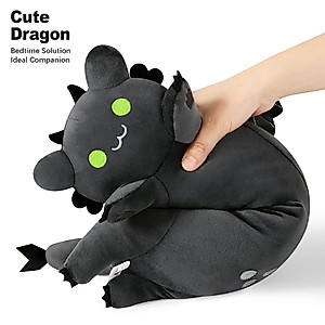 PEACH CAT Long Dragon Cat Plush Pillow Cute Dragon Cat Stuffed Animal for Boys and Girls Black 19.6"