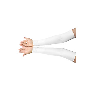 Shinningstar Girls' Boys' Adults' Stretchy Fingerless Over Elbow Cosplay Catsuit Opera Long Gloves (white)