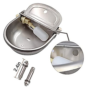 Automatic Water Bowl,Pet Water Dispenser with Float Valve,Stainless Steel Bucket no Splash Dog Drinking Dish, Water Trough with Discrete 3/4 to 1/2" Adapter (with Drainage Hole)