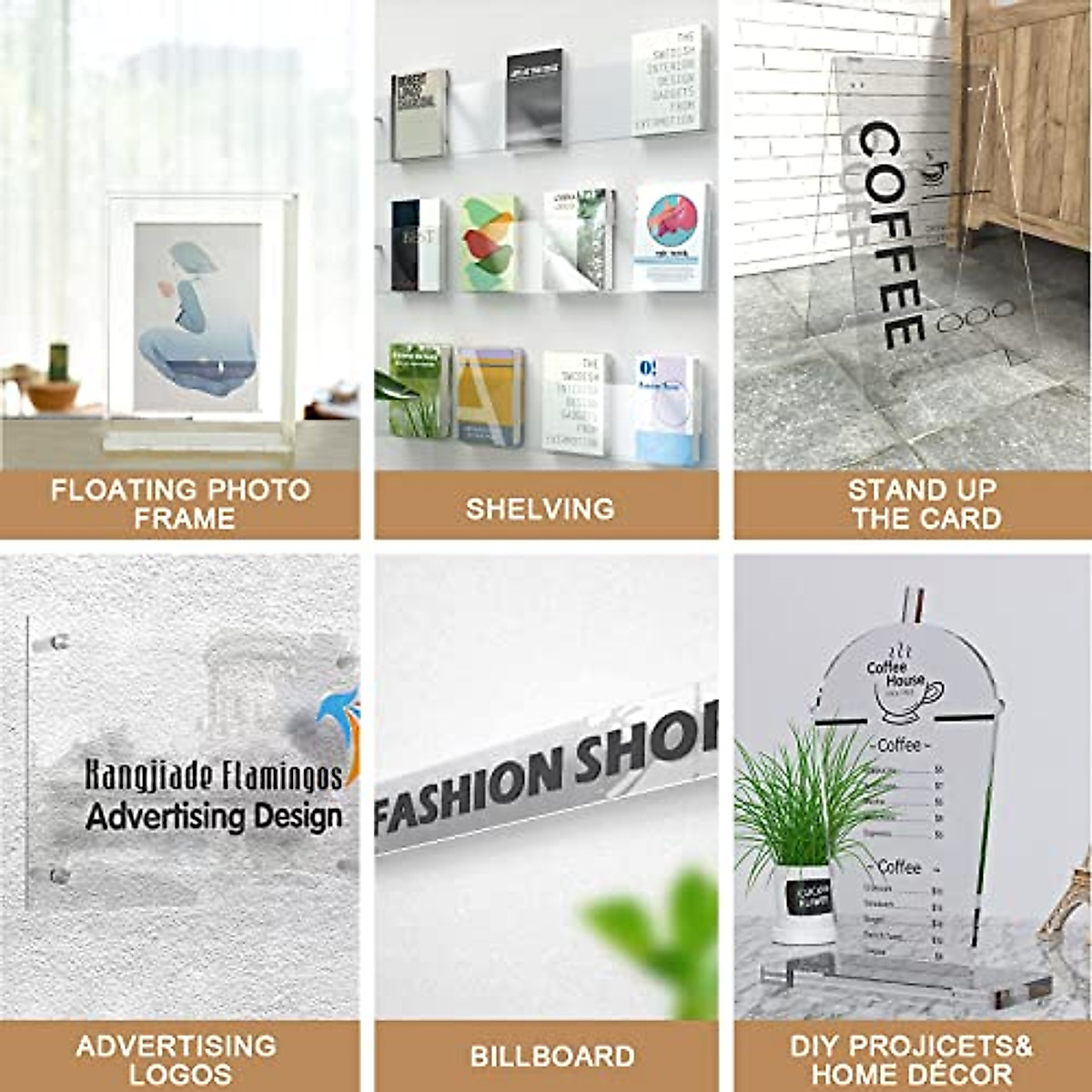 Clear Acrylic Plexiglass Sheet-1/4 Thick Cast - 12" x 16" (2 Pack)6mm Clear Acrylic Sheets for DIY, Signs and Crafts