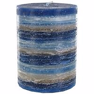 Scented Pillar Candle - Multi-Layered Hand Made Rustic Blue Candles with Cotton Wick - Smokeless Decorative Candle for Home Interior, Wedding, Romantic Event - 40 Hour Long Burn