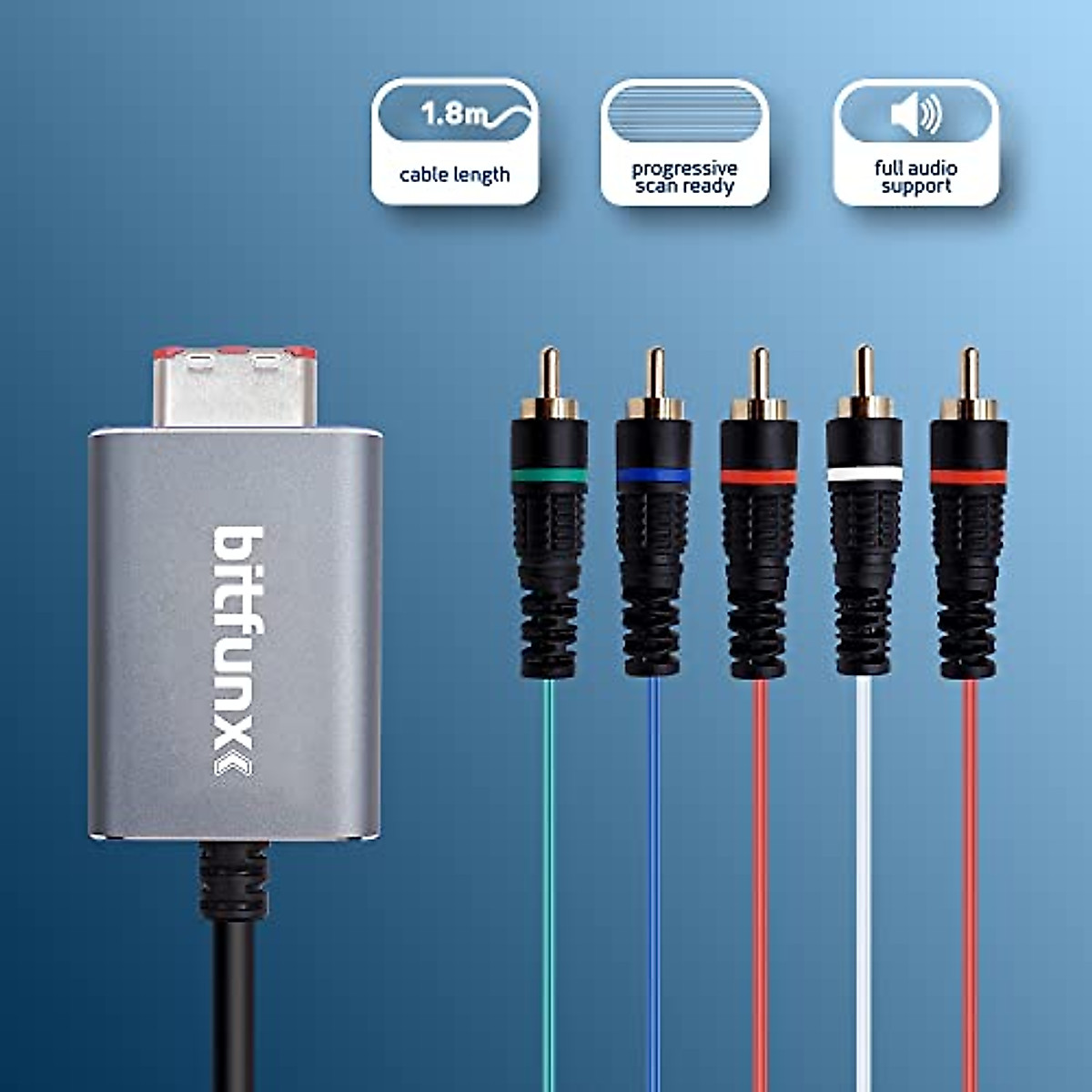 Kacenray Component Cable for Gamecube Running GCVideo Lite Software Component Video 5RCA YPbPr Cable for NGC Nintendo Gamecube with Digital AV Output