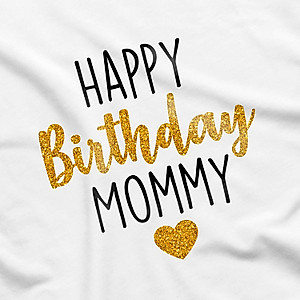 Organic GOTS Certified Baby Onesie Unisex Bodysuit 0-18 months - Happy Birthday | Present Gift (Gold - Happy Birthday Mommy, 0-3 Months)