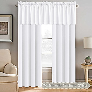 H.VERSAILTEX 2 Panels Blackout Curtain Valances for Kitchen Windows/Bathroom/Living Room/Bedroom Privacy Decorative Rod Pocket Short Winow Valance Curtains, 52" W x 18" L, Pure White