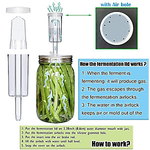 laffeya Fermentation Lids, Fermentation Kit- 2 Mason Jars Fermenting Lids, 2 Airlocks for Fermenting, 4 Grommets, Fermentation Kit for Making Hot Sauce Pickle Kombucha (Jars Not Included)