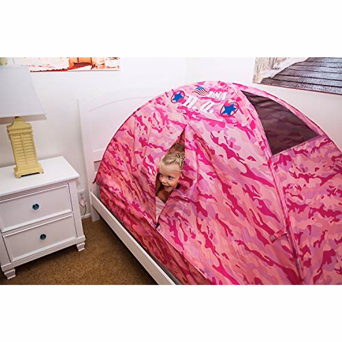 Pacific Play Tents 19781 Kids Pink Camo Bed Tent Playhouse - Twin Size