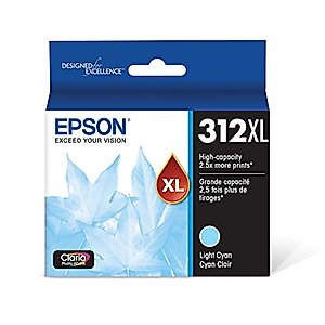 EPSON T312 Claria Photo HD -Ink High Capacity Light Cyan -Cartridge (T312XL520-S) for select Epson Expression Photo Printers