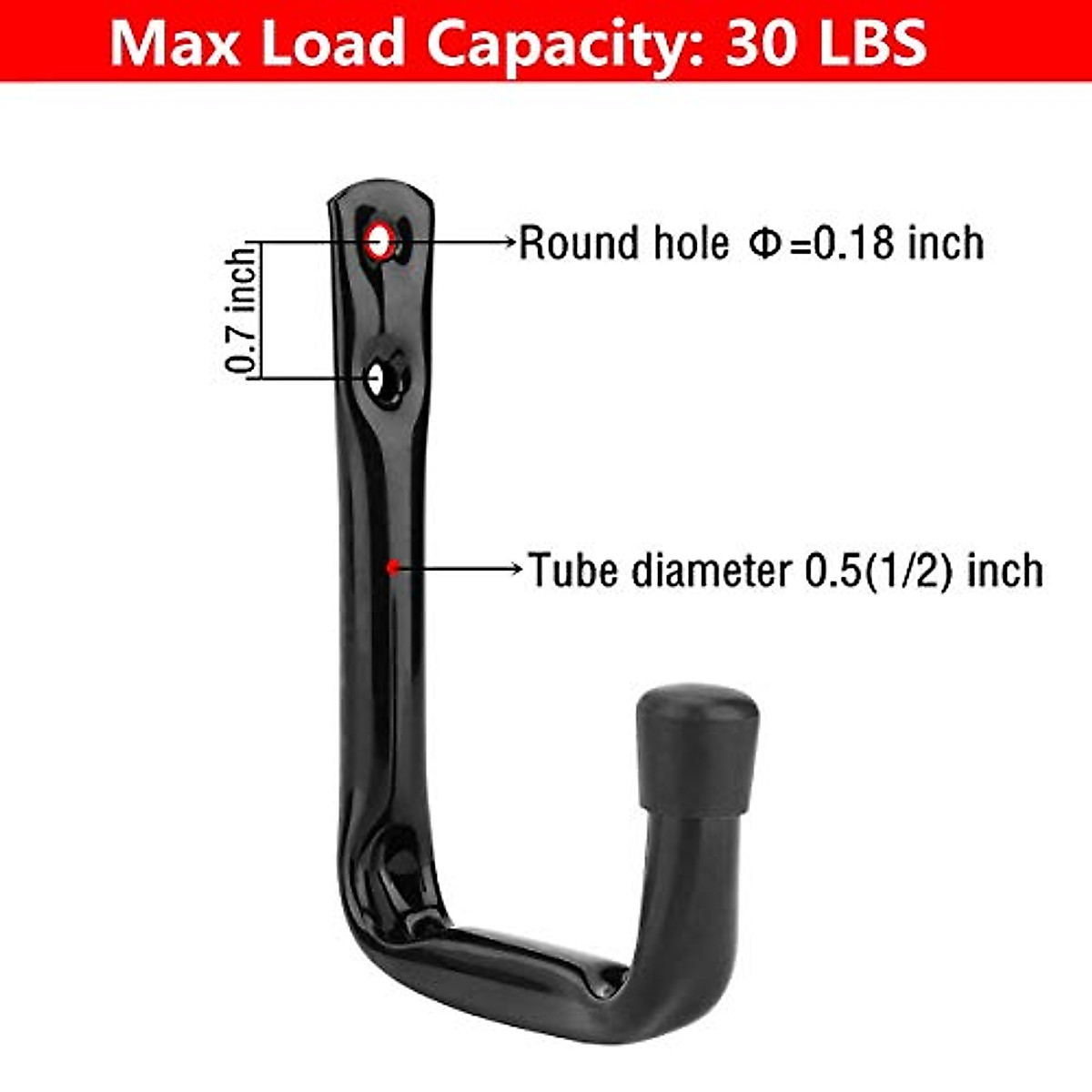 Yisunnan Garage Storage Hooks, Heavy Duty J Utility Hangers (Black, Pack of 10)